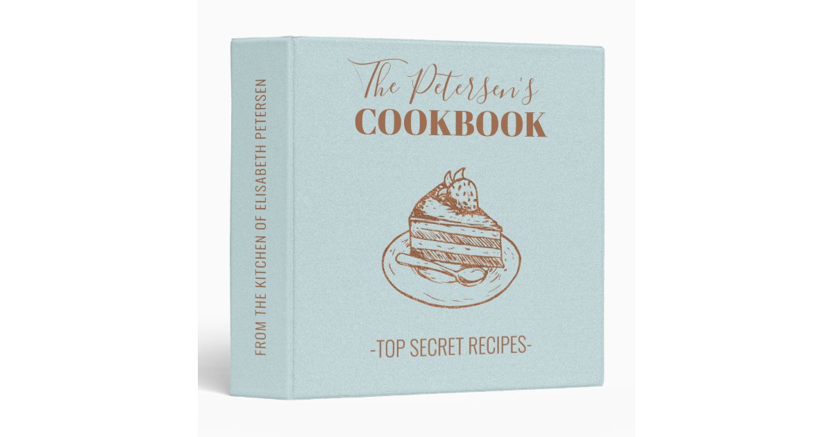 Family cookbook stylish dusty blue recipes 3 ring binder | Zazzle