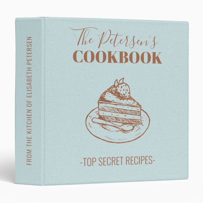 Family cookbook stylish dusty blue recipes 3 ring binder | Zazzle