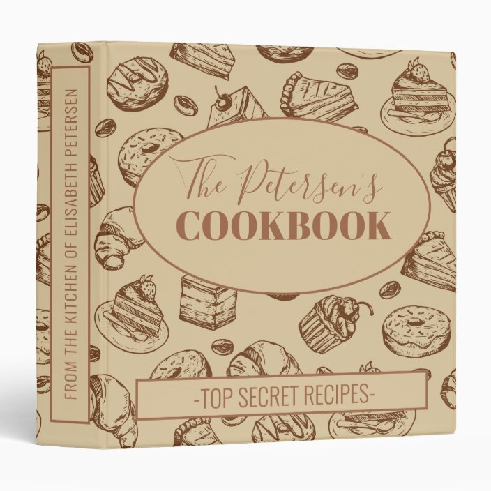 Family cookbook vintage cookies pattern recipes 3 ring binder | Zazzle.com