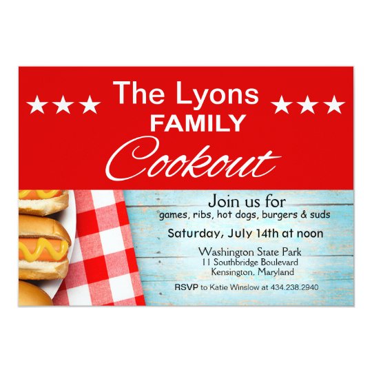 Family Cookout Picnic | red & white gingham Invitation | Zazzle.com