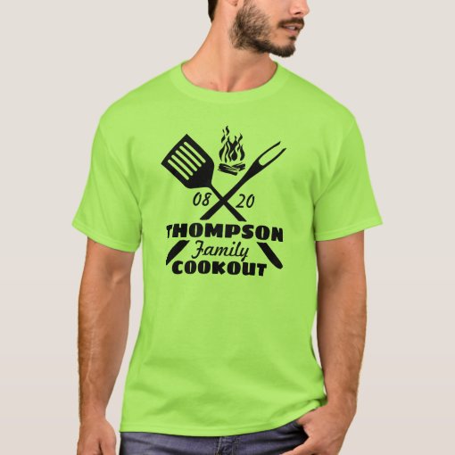 Family Cookout Reunion, Grill Tools Campfire T-Shirt | Zazzle
