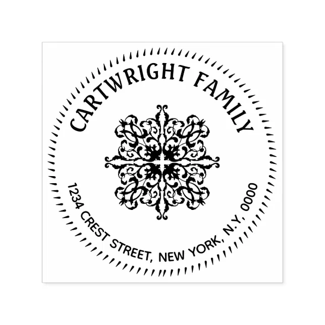 Family crest seal return address vintage ornament self-inking stamp ...