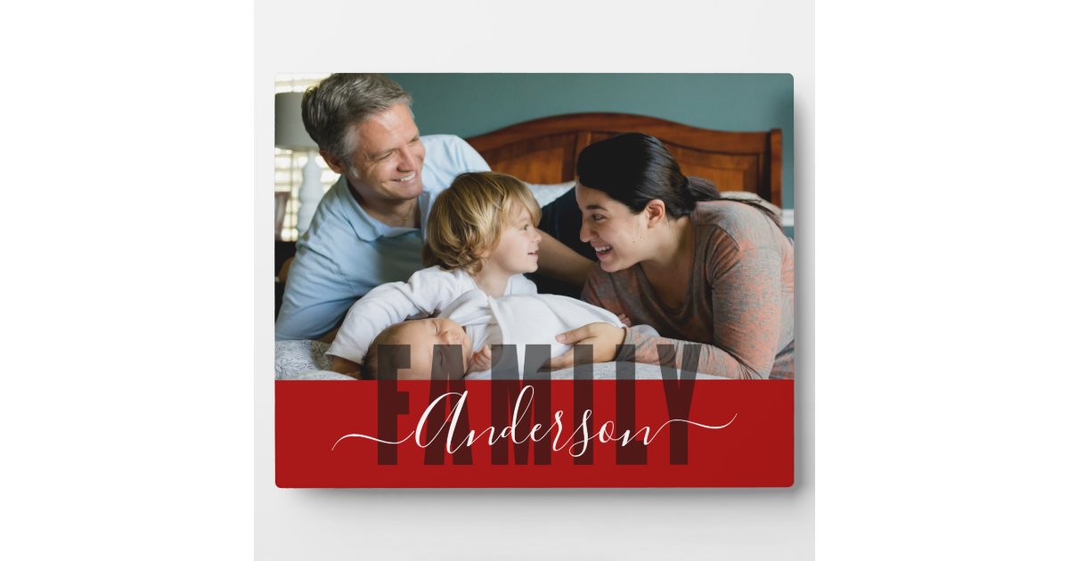 Family Custom Last Name One Photo Plaque | Zazzle