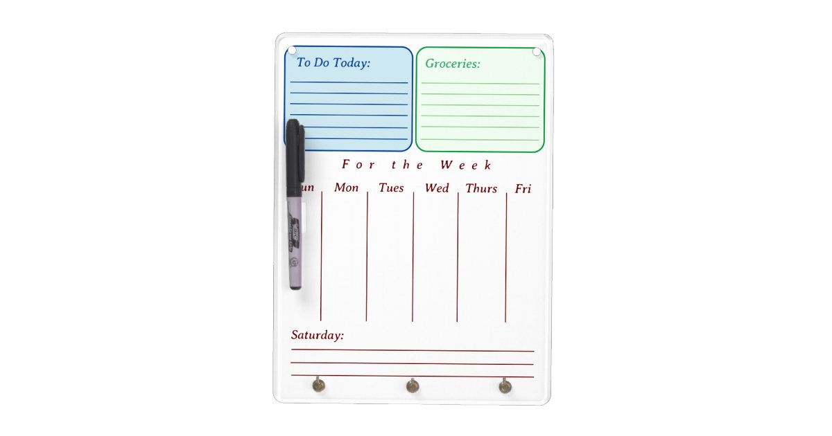Family Daily/Weekly Planner Dry Erase Board | Zazzle