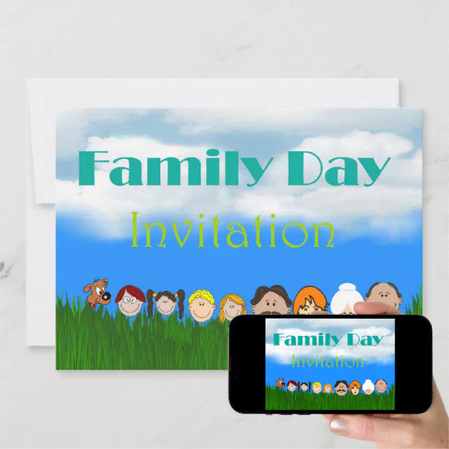Family day Invitation with family faces | Zazzle