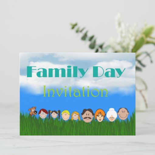 Family day Invitation with family faces | Zazzle