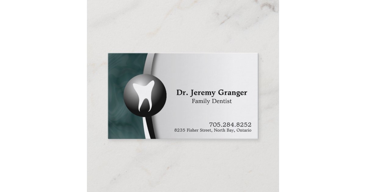 Family Dentist Business Card - Tooth Teal & White | Zazzle
