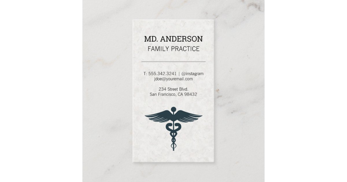 Family Doctor | Practice MD | Medical Symbol Business Card | Zazzle