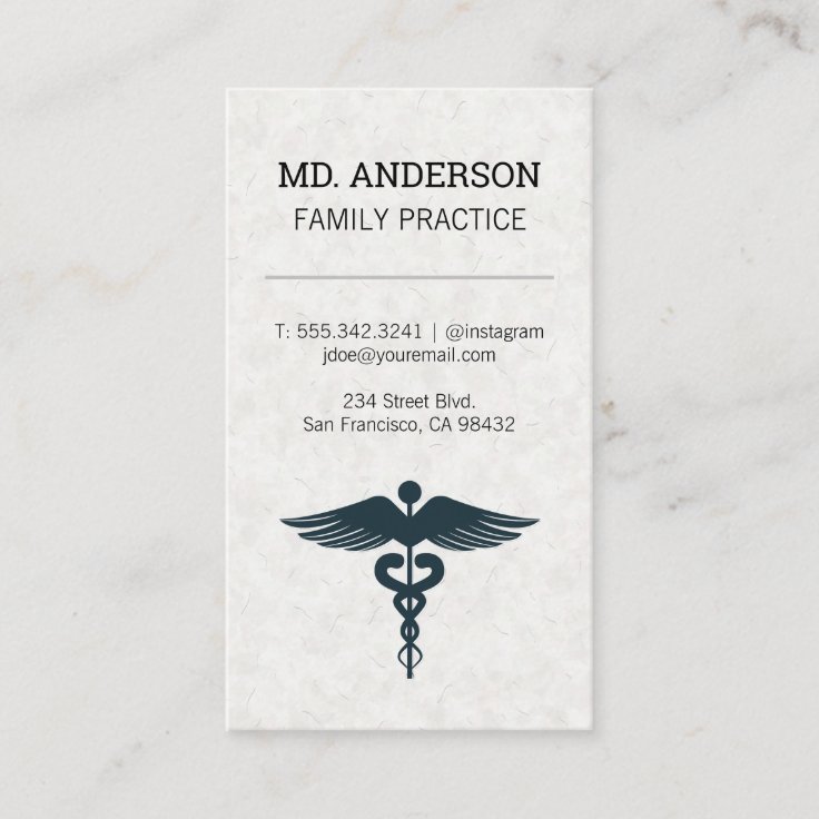 Family Doctor | Practice MD | Medical Symbol Business Card | Zazzle