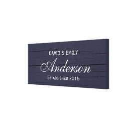 Family Established Dark Blue Family Name Sign | Zazzle