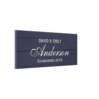 Family Established Dark Blue Family Name Sign | Zazzle