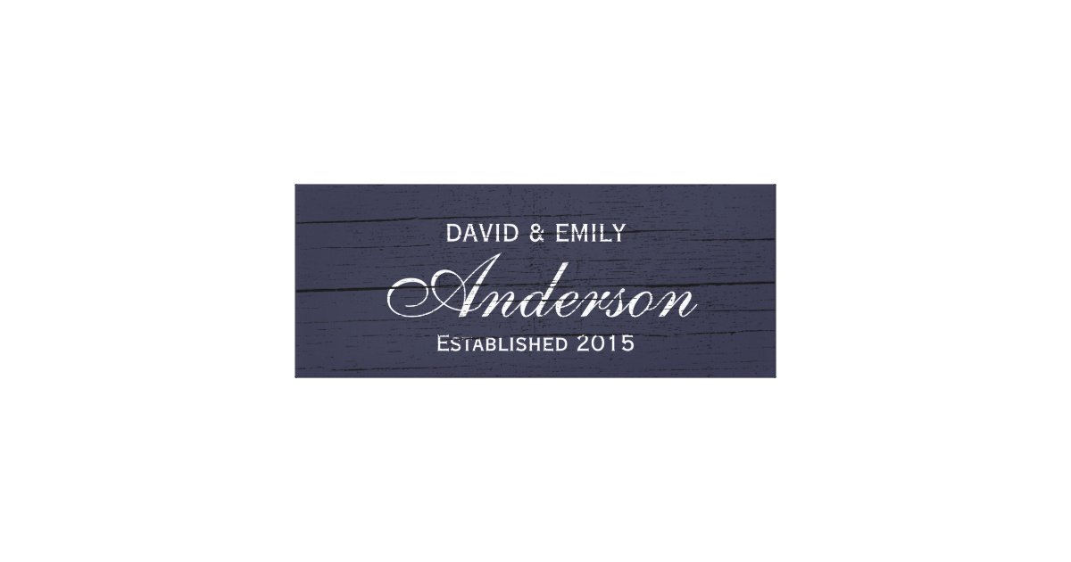 Family Established Dark Blue Family Name Sign | Zazzle