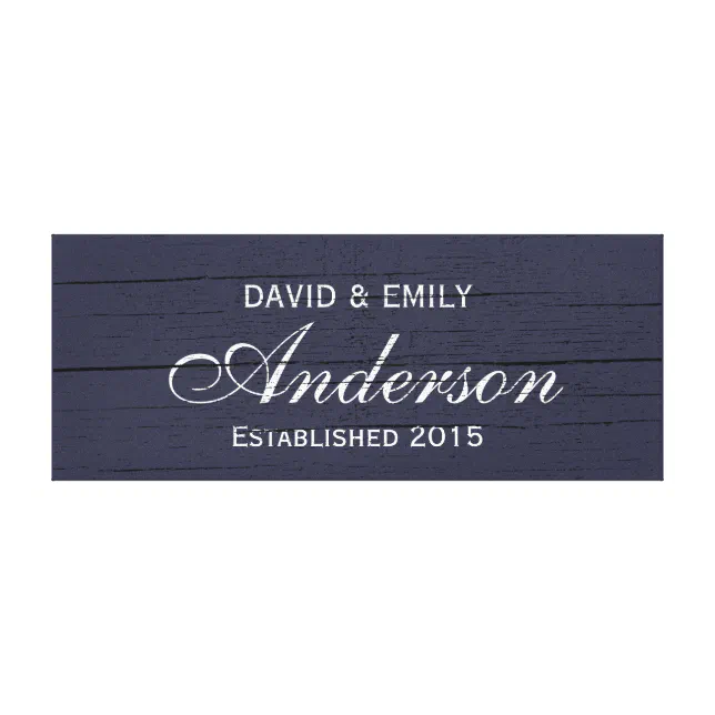 Family Established Dark Blue Family Name Sign | Zazzle