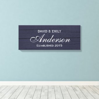 Family Established Dark Blue Family Name Sign | Zazzle