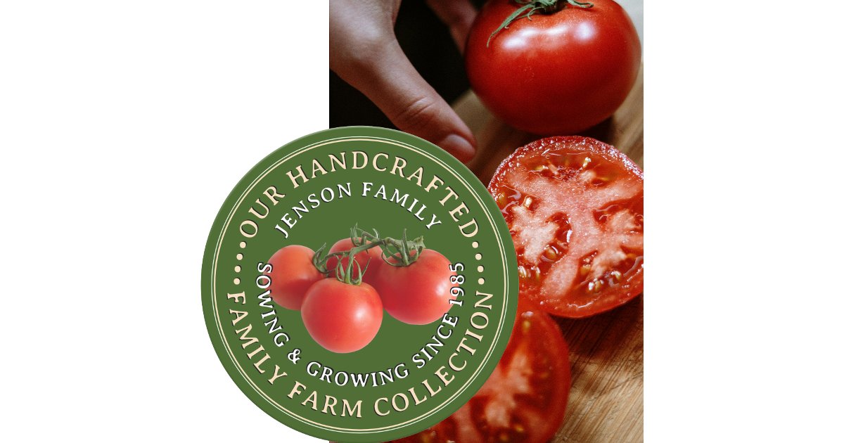 Family Farm Produce Label Tomatoes on Green Logo | Zazzle