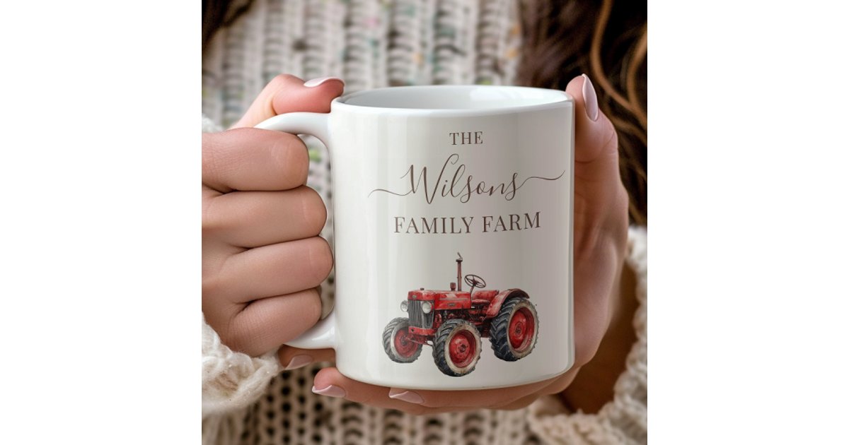 Family Farm Rustic Vintage Red Tractor Coffee Mug | Zazzle
