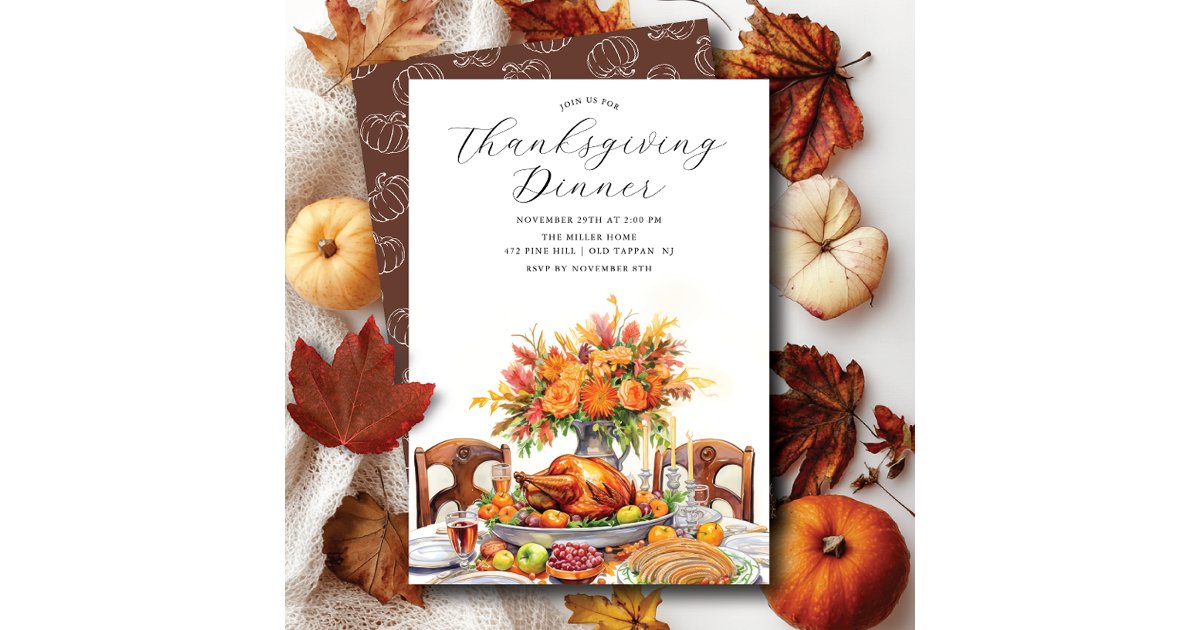Family Feast Thanksgiving Dinner Invitation | Zazzle