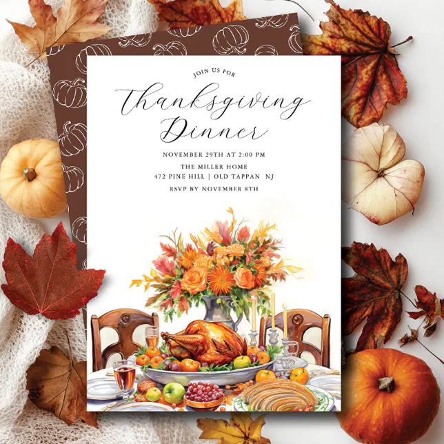 Family Feast Thanksgiving Dinner Invitation | Zazzle