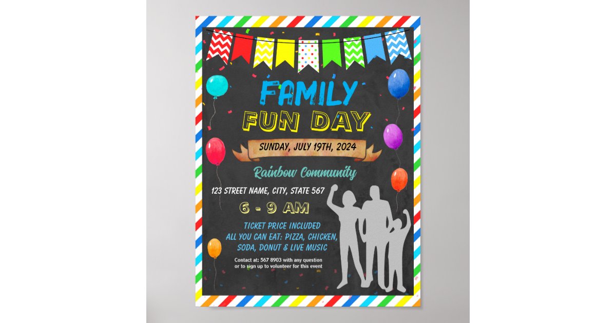 Family Fun Day in School template Poster | Zazzle