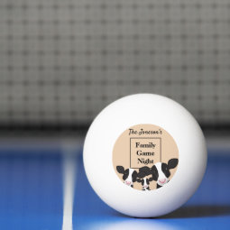 Family Game Night Name Black White Cows Ping Pong Ball | Zazzle