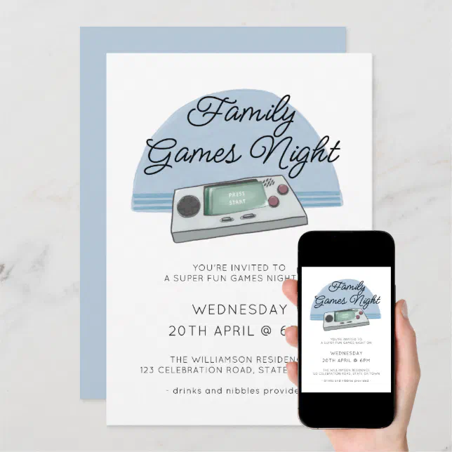 Family Games Night Gaming Console Gamer Invitation | Zazzle