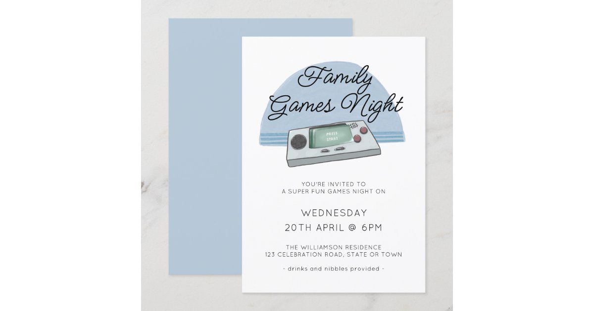 Family Games Night Gaming Console Gamer Invitation | Zazzle
