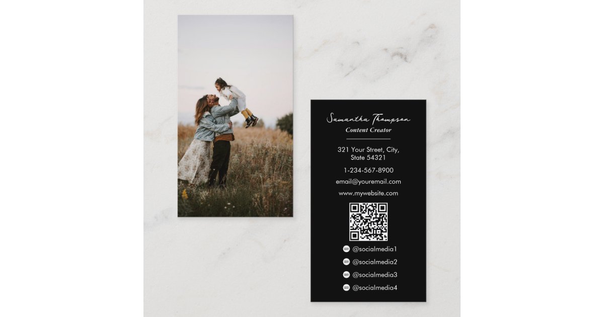 Family Influencer Vlog Content Creator Full Photo Business Card | Zazzle
