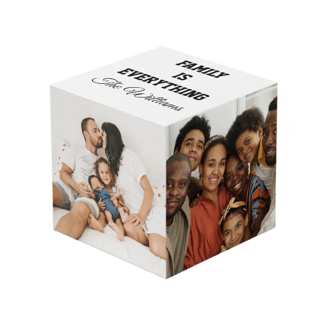 Family is everything Custom Family Photos & Name Cube | Zazzle