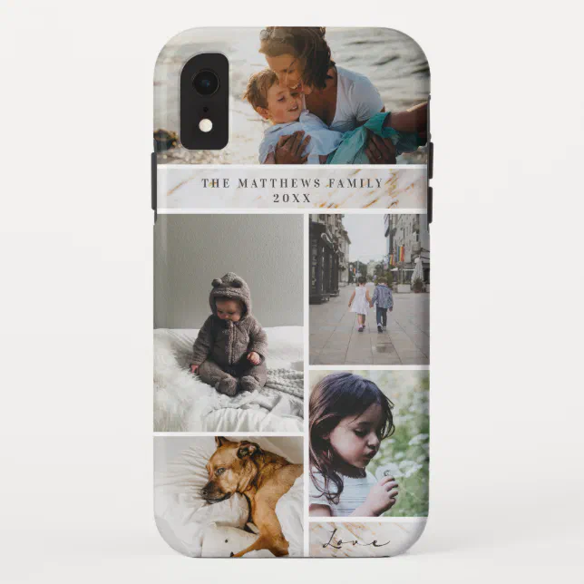 Family Keepsake Marble Custom 5 Photo Collage Case-Mate iPhone Case ...