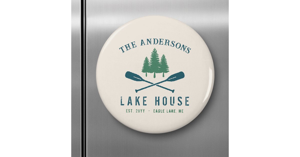 Family Lake House Modern Rustic Boat Oar Pine Tree Magnet | Zazzle