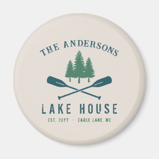 Family Lake House Modern Rustic Boat Oar Pine Tree Magnet | Zazzle