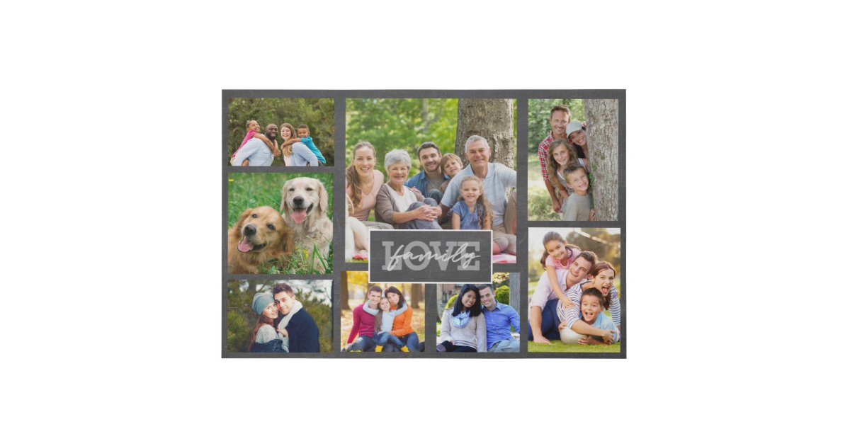Family Love Custom Photo Collage Modern 36x24 Faux Canvas Print | Zazzle