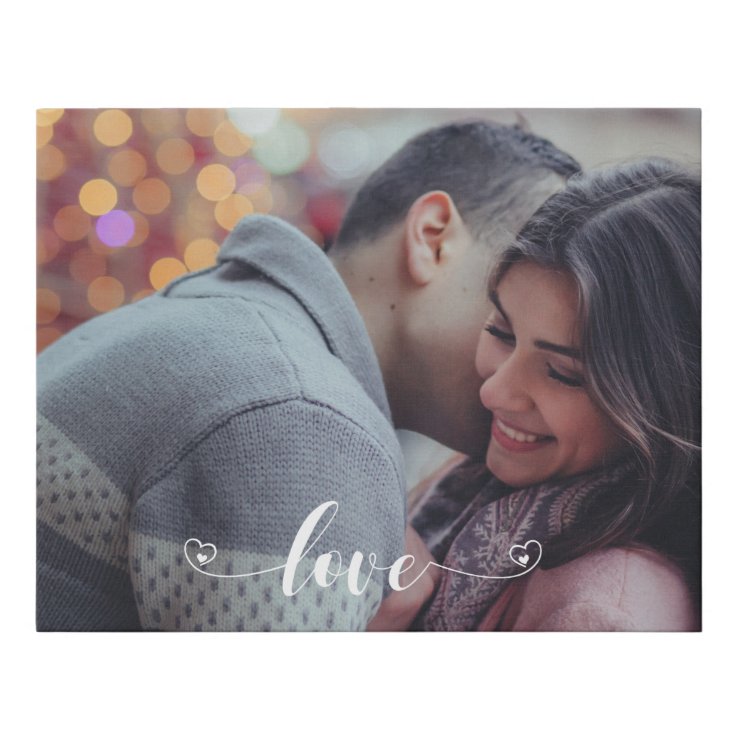 Family Love Script Photo Template Horizontal Faux Canvas Print | Zazzle