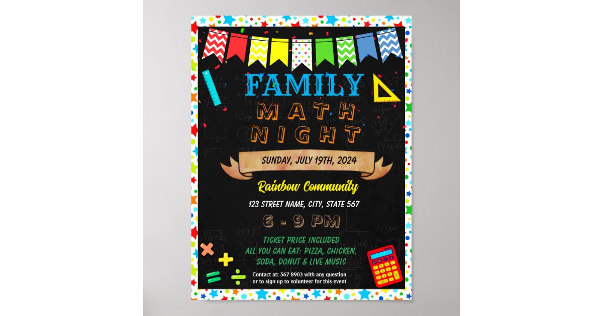 Family Math Night event template Poster | Zazzle