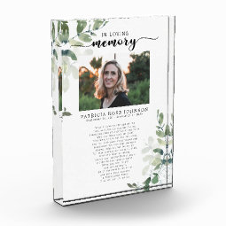 Family Memorial Photo Remembrance Keepsake Acrylic Award | Zazzle