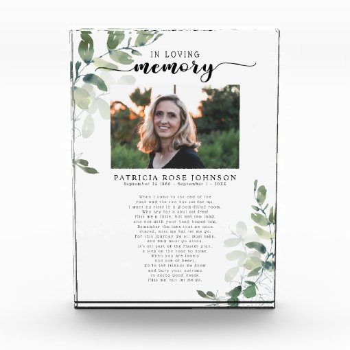 Family Memorial Photo Remembrance Keepsake Acrylic Award | Zazzle