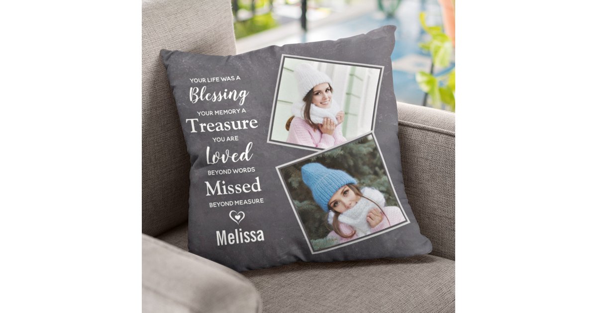Family Memorial Remembrance Keepsake Photo Throw Pillow | Zazzle
