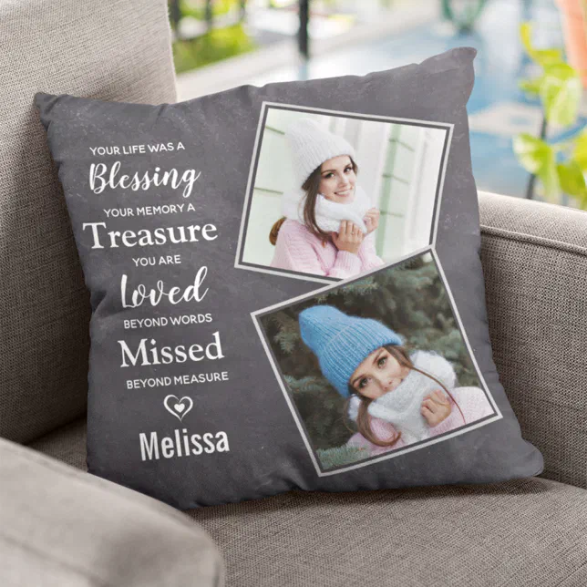 Family Memorial Remembrance Keepsake Photo Throw Pillow | Zazzle