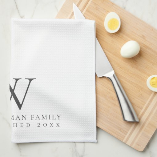 Family Monogram Elegant Kitchen Kitchen Towel | Zazzle