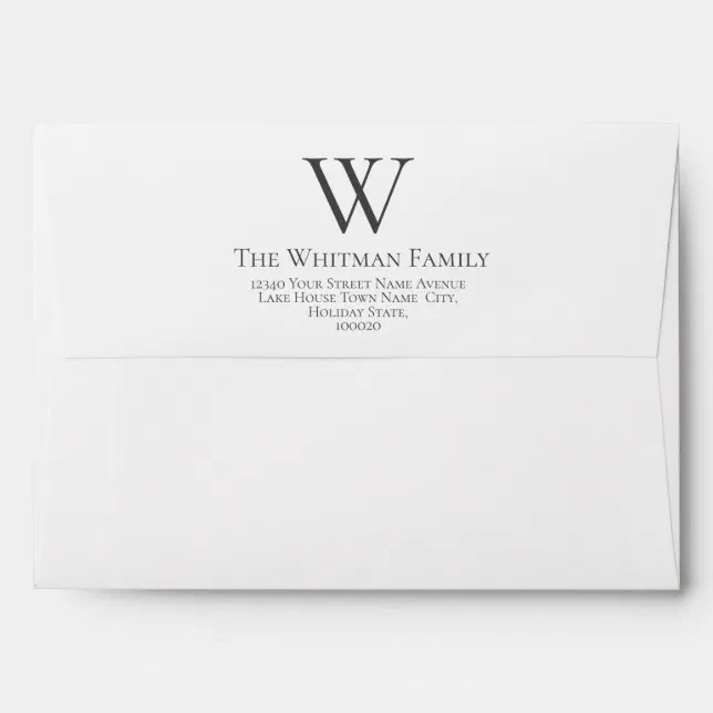 Family Monogram Simple Return Address Envelope | Zazzle