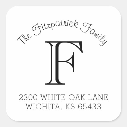 Family Monogram Square Address Labels | Zazzle.com