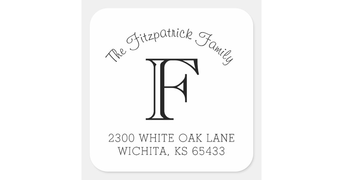 Family Monogram Square Address Labels | Zazzle