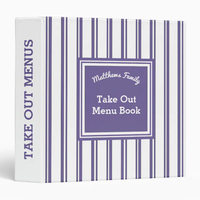 Family Monogram Take Out Food Menu Organizer Binder | Zazzle