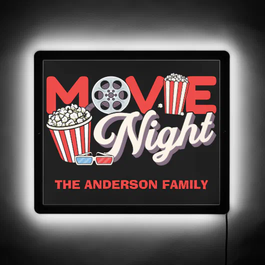 Family Movie Night LED Sign | Zazzle