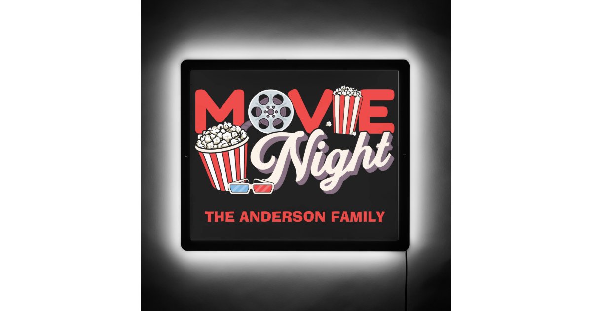 Family Movie Night LED Sign | Zazzle