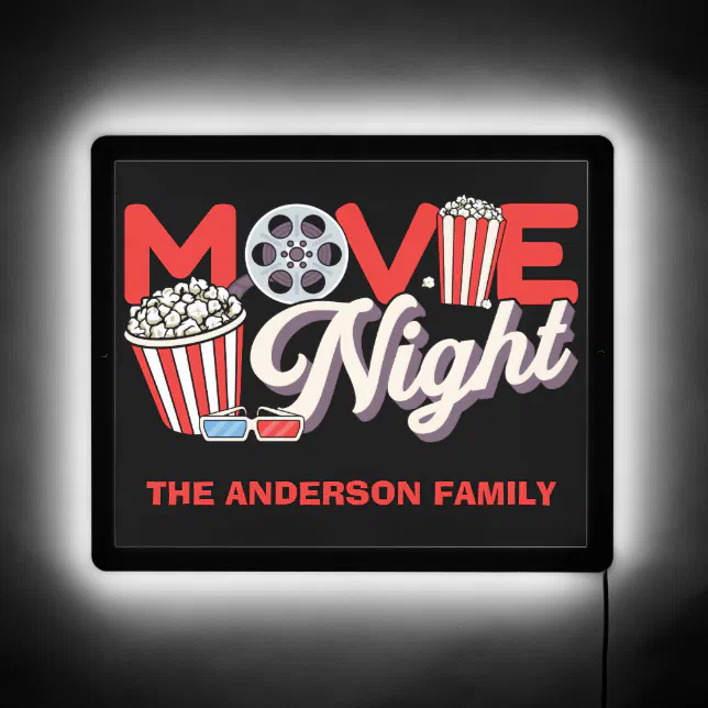 Family Movie Night LED Sign | Zazzle