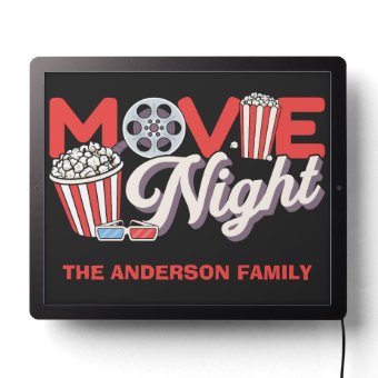 Family Movie Night LED Sign | Zazzle