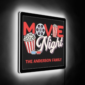 Family Movie Night LED Sign | Zazzle