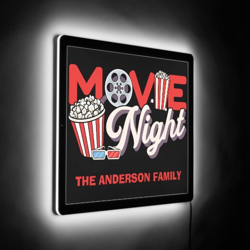 Family Movie Night LED Sign | Zazzle