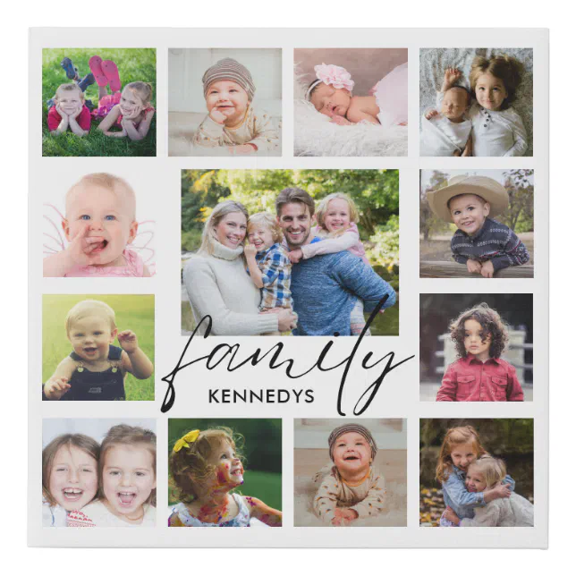 Family Name 13 Photo Collage Create Your Own Faux Canvas Print | Zazzle